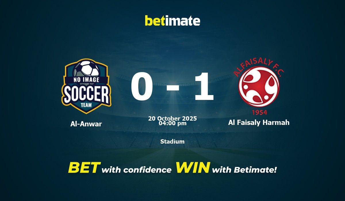 Al-Anwar vs Al Faisaly Harmah Forudsigelse, Odds & Spiltips 20/10/2025