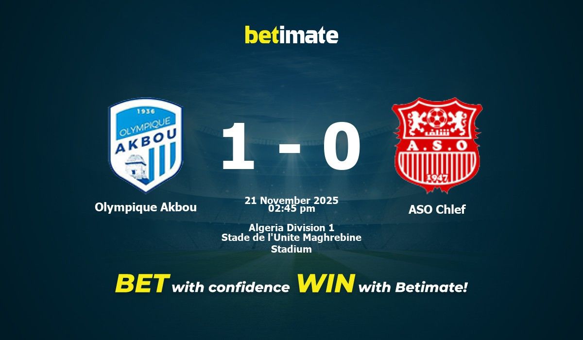 Olympique Akbou vs ASO Chlef Forudsigelse, odds og væddemål 21/11/2025
