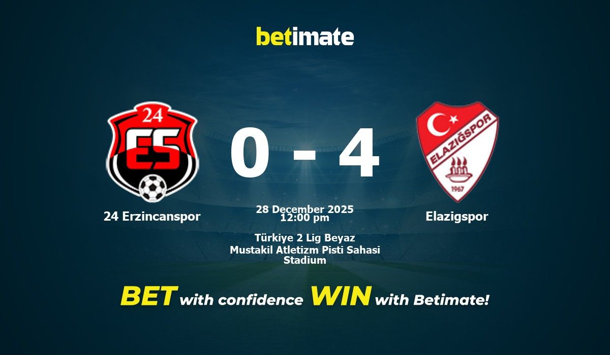 24 Erzincanspor vs Elazigspor Prediction, Odds & Betting Tips 12/28/2025