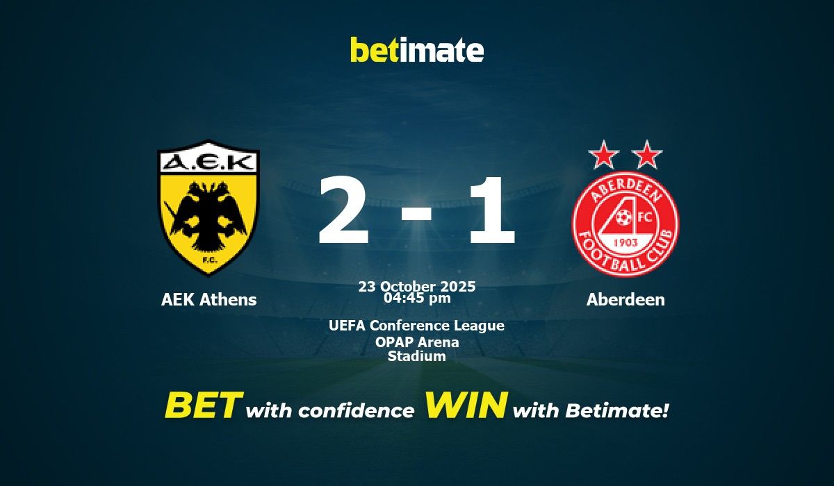 AEK Athens vs Aberdeen Prediction, Odds & Betting Tips 10/23/2025