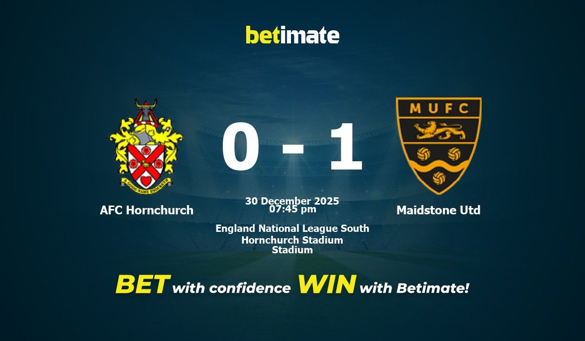 AFC Hornchurch vs Maidstone Utd Prediction, Odds & Betting Tips 12/30/2025
