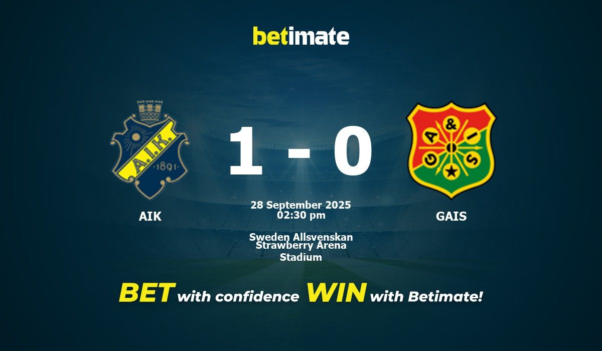 AIK vs GAIS Prediction, Odds & Betting Tips 09/28/2025