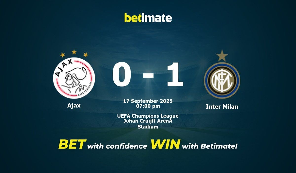 Ajax vs Inter Milan Prediction, Odds & Betting Tips 09/17/2025