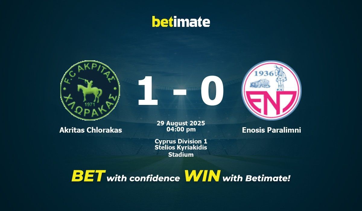 Akritas Chlorakas vs Enosis Paralimni Prediction, Odds & Betting Tips ...