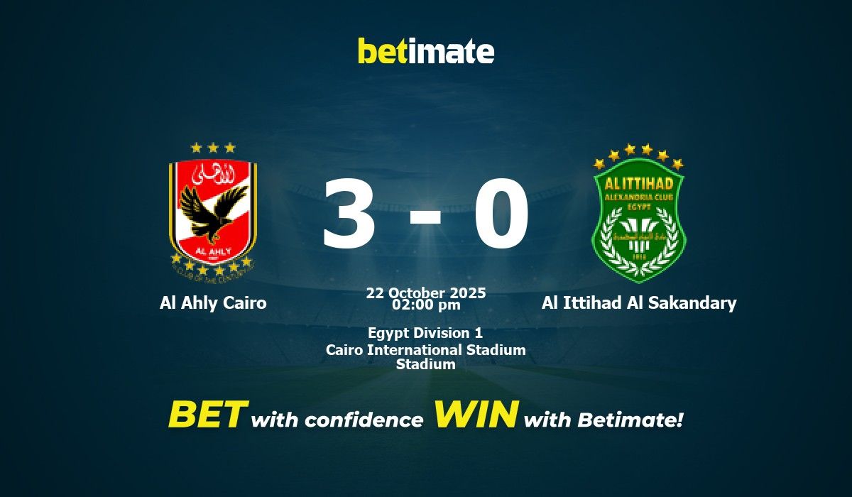 Al Ahly Cairo vs Al Ittihad Al Sakandary Prediction, Odds & Betting Tips 10/22/2025