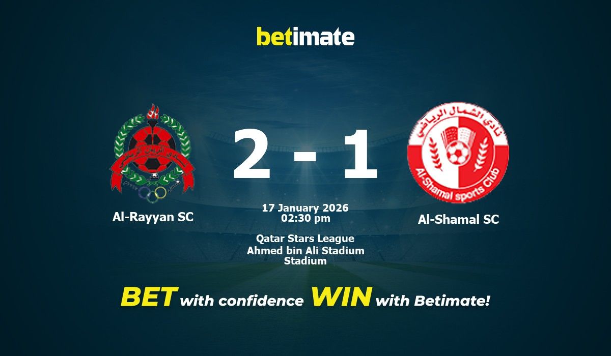 Al-Rayyan SC vs Al-Shamal SC Prediction, Odds & Betting Tips 01/17/2026