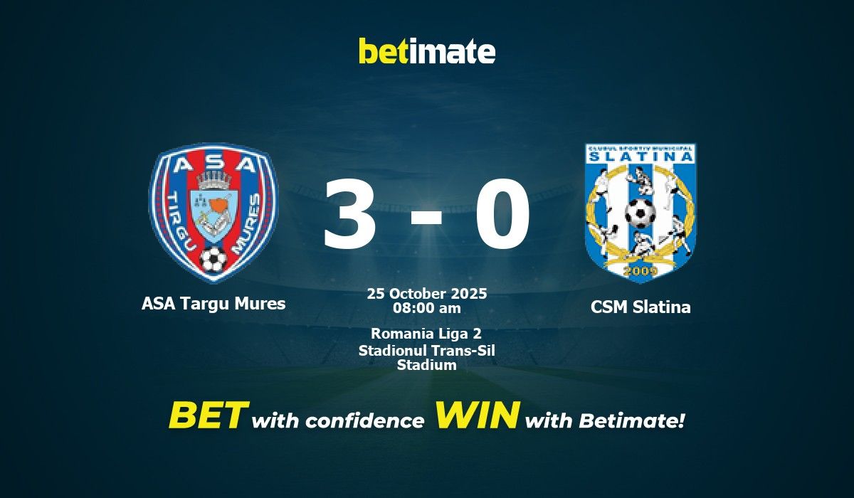 ASA Targu Mures vs CSM Slatina Prediction, Odds & Betting Tips 10/25/2025