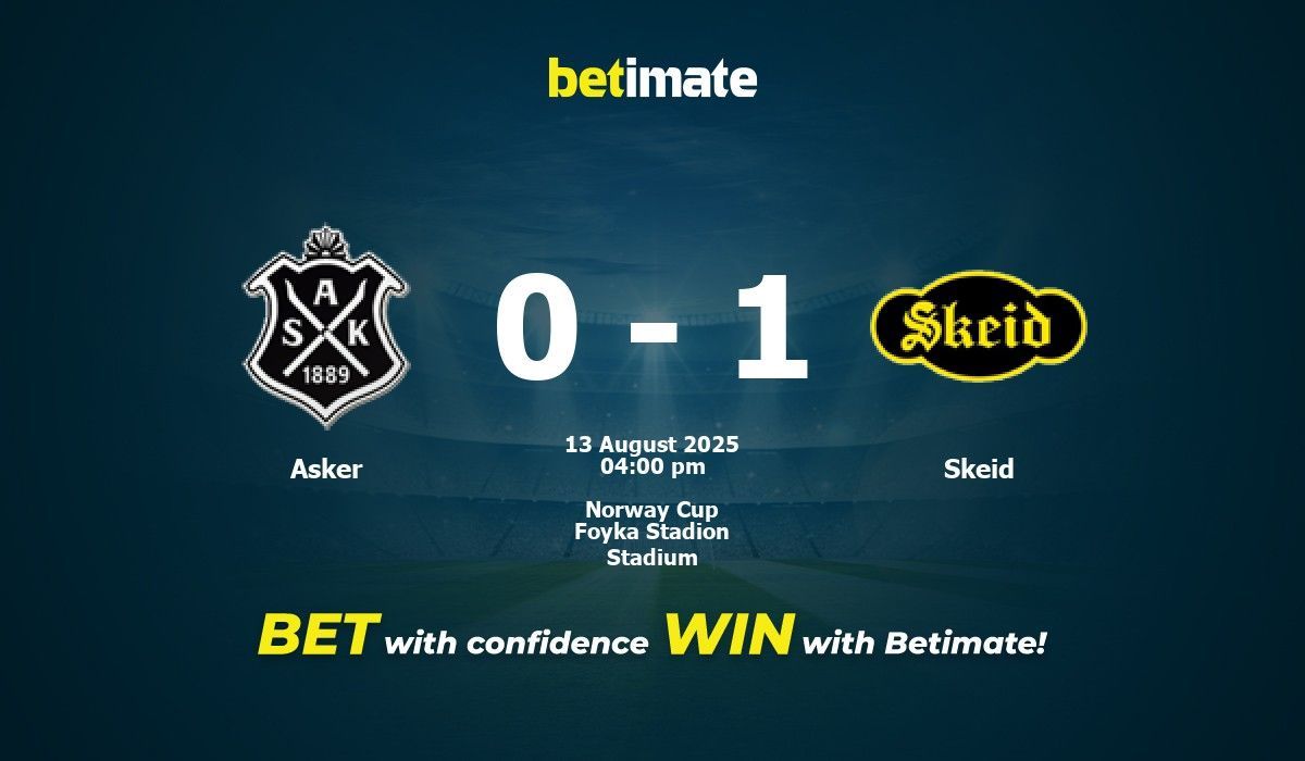 Asker vs Skeid Prediction, Odds & Betting Tips 08/13/2025