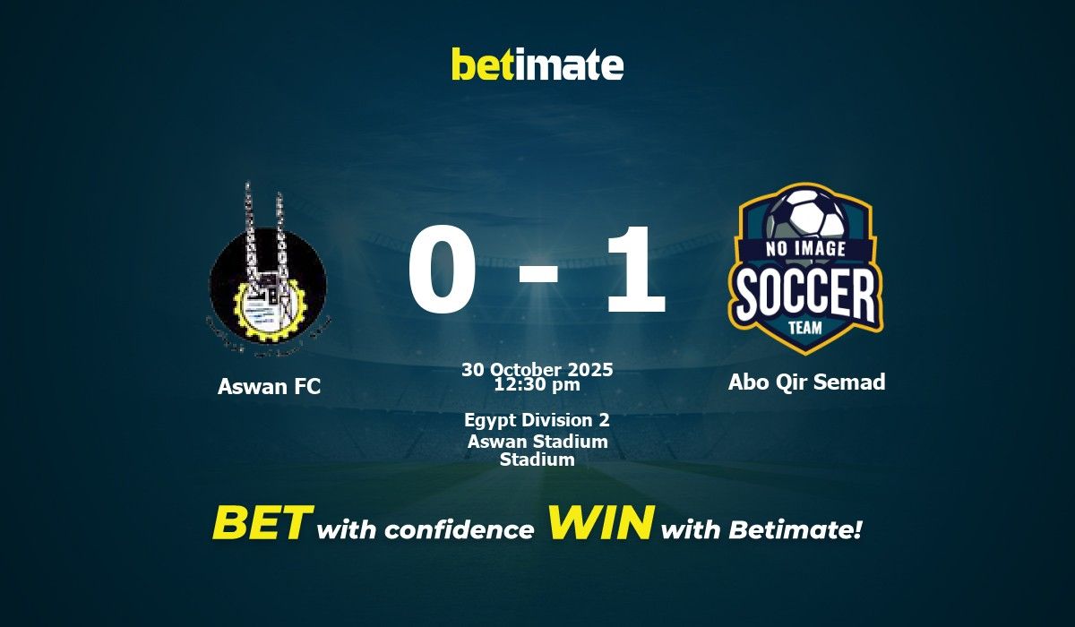 Aswan FC vs Abo Qir Semad Prediction, Odds & Betting Tips 10/30/2025