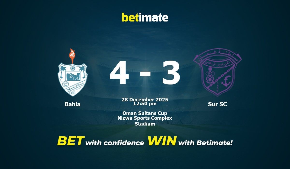 Bahla vs Sur SC Prediction, Odds & Betting Tips 12/28/2025