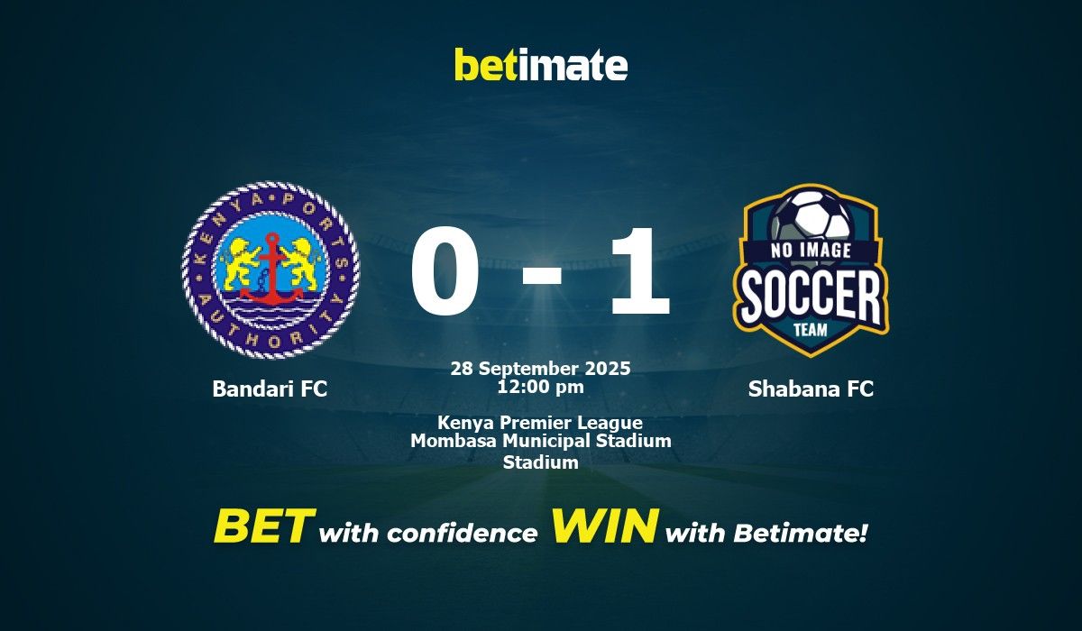 Bandari FC vs Shabana FC Prediction, Odds & Betting Tips 09/28/2025