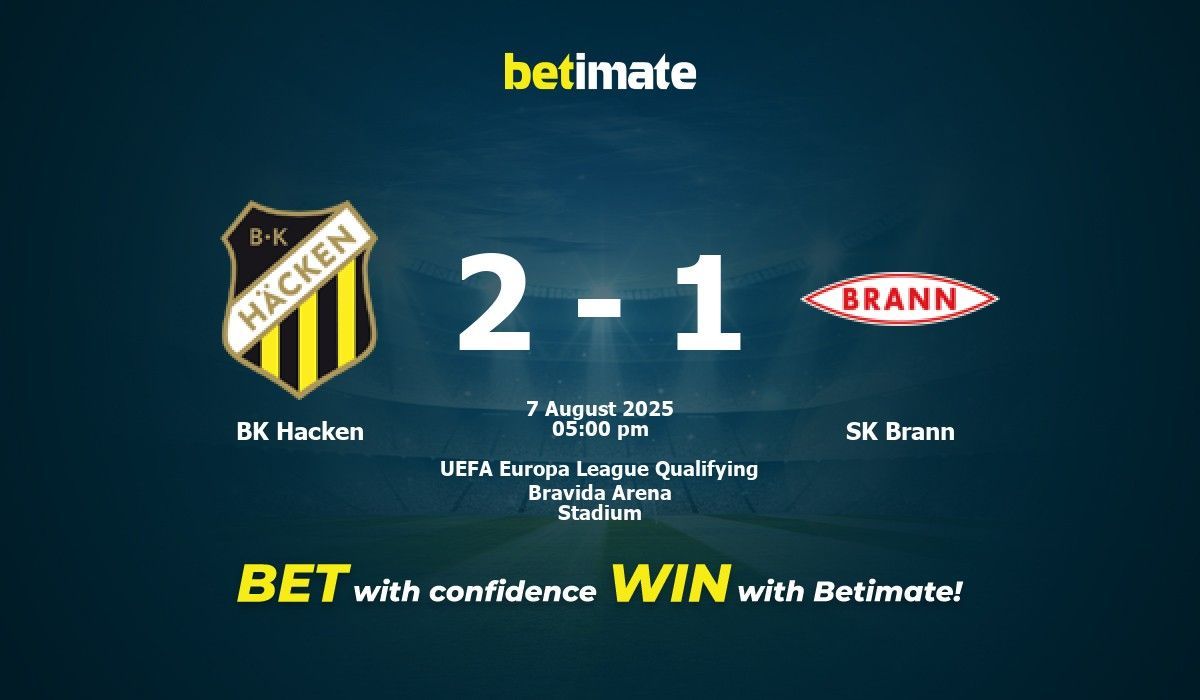 BK Hacken vs SK Brann Prediction, Odds & Betting Tips 08/07/2025