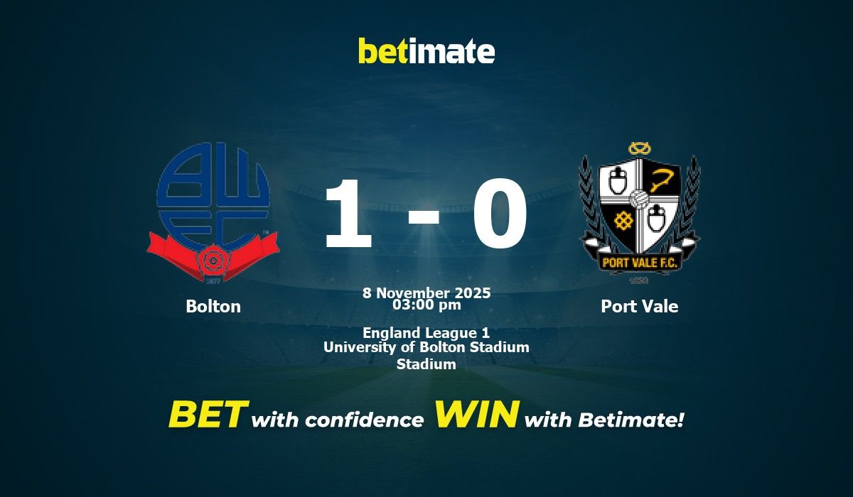 Bolton vs Port Vale Prediction, Odds & Betting Tips 11/08/2025