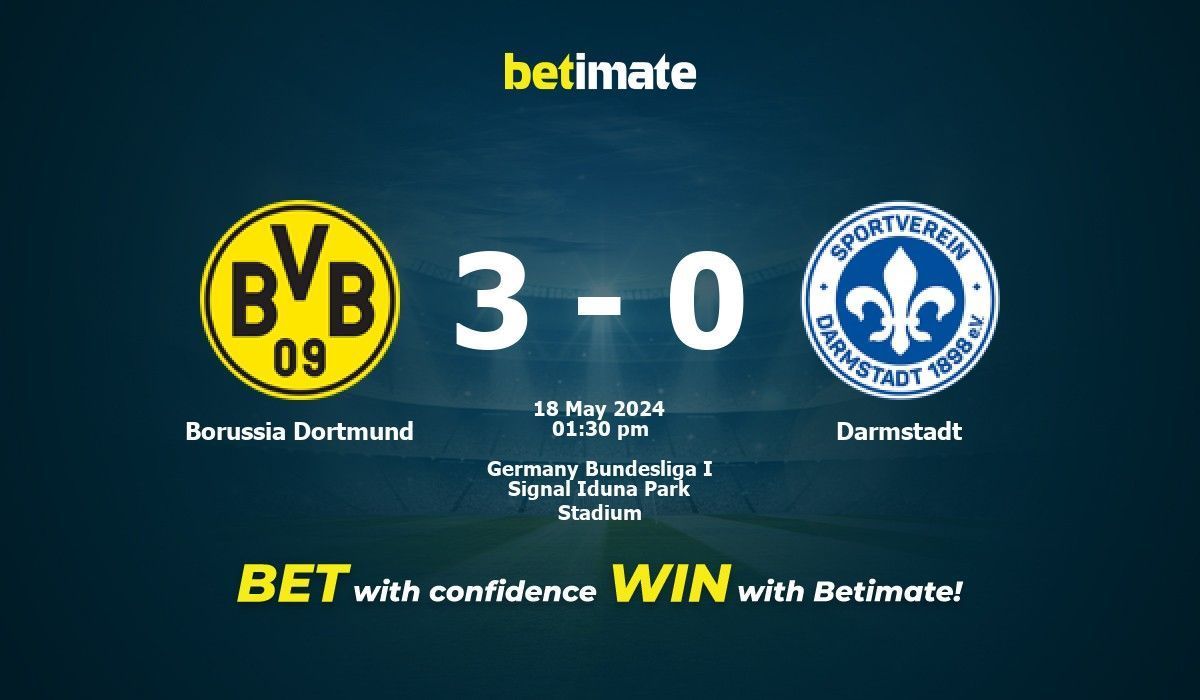 Borussia Dortmund vs Darmstadt Prediction, Odds & Betting Tips 05/18/2024