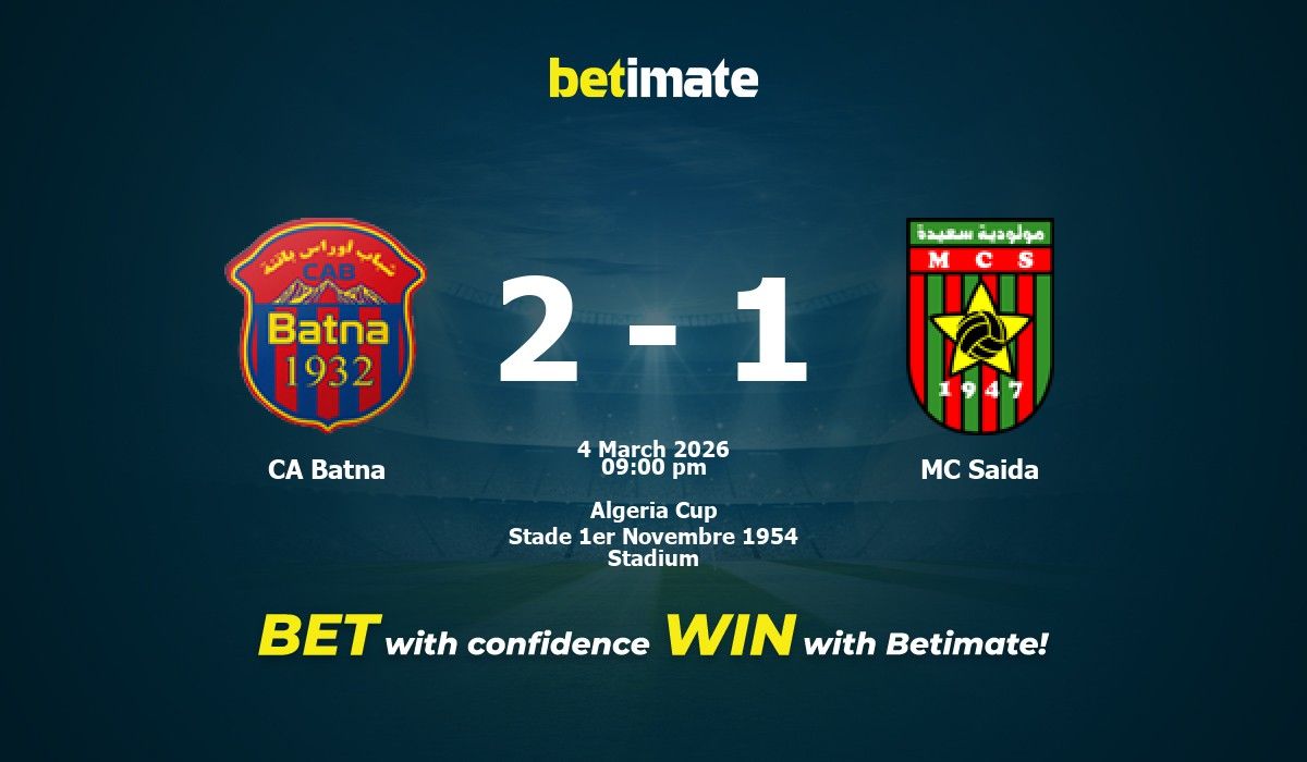 CA Batna vs MC Saida Prediction, Odds & Betting Tips 03/04/2026