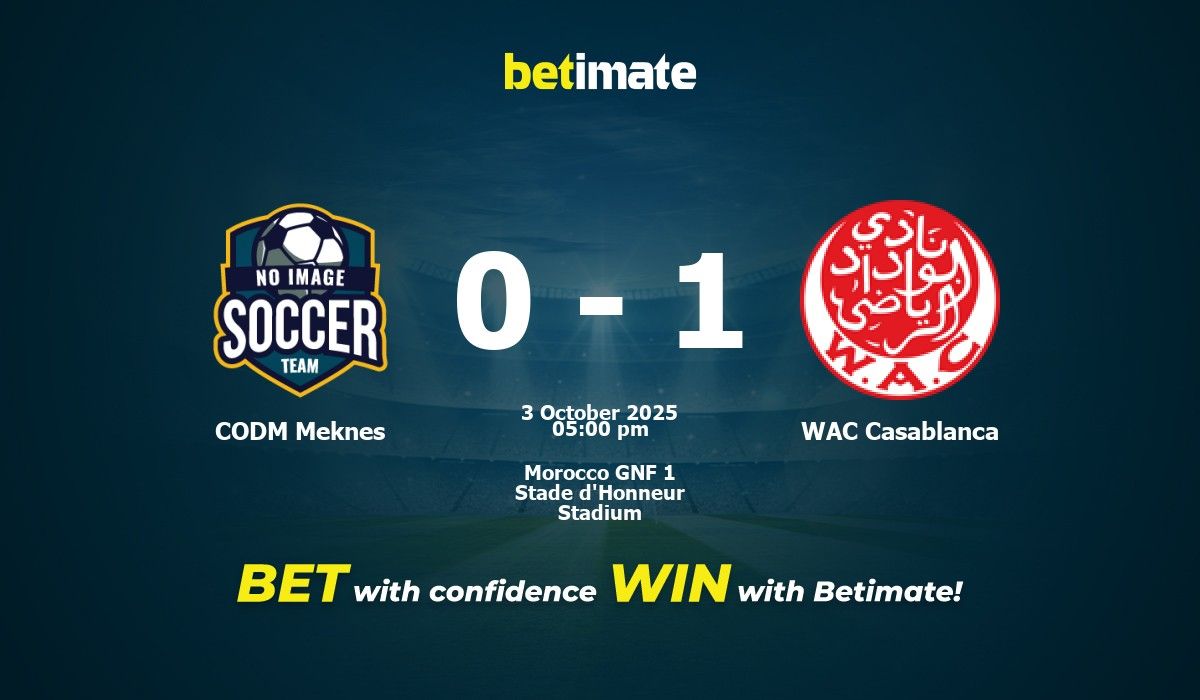 CODM Meknes vs WAC Casablanca Prediction, Odds & Betting Tips 10/03/2025
