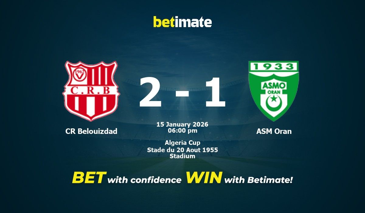 CR Belouizdad vs ASM Oran Prediction, Odds & Betting Tips 01/15/2026