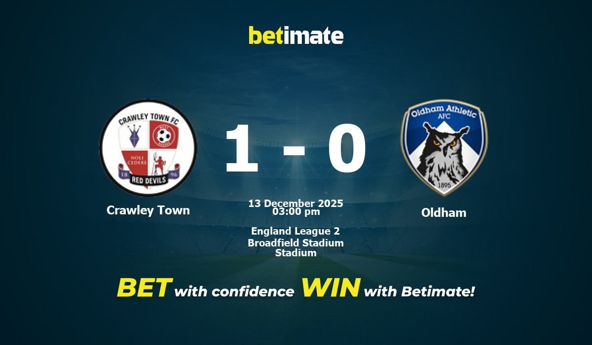 Crawley Town vs Oldham Prediction, Odds & Betting Tips 12/13/2025