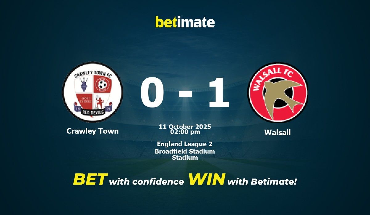 Crawley Town vs Walsall Prediction, Odds & Betting Tips 10/11/2025
