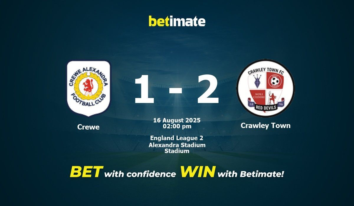 Crewe vs Crawley Town Prediction, Odds & Betting Tips 08/16/2025