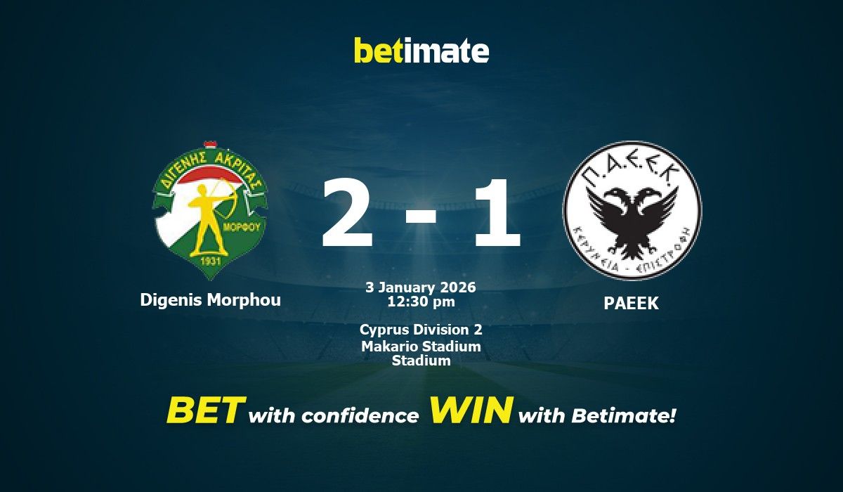 Digenis Morphou vs PAEEK Prediction, Odds & Betting Tips 01/03/2026