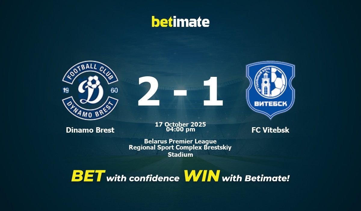 Dinamo Brest vs FC Vitebsk Prediction, Odds & Betting Tips 10/17/2025
