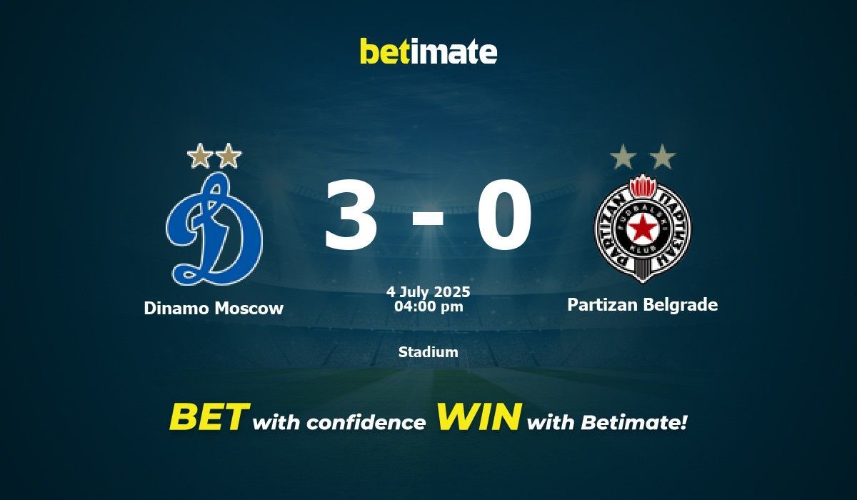 Dinamo Moscow vs Partizan Belgrade Prediction, Odds & Betting Tips 07/04/2025