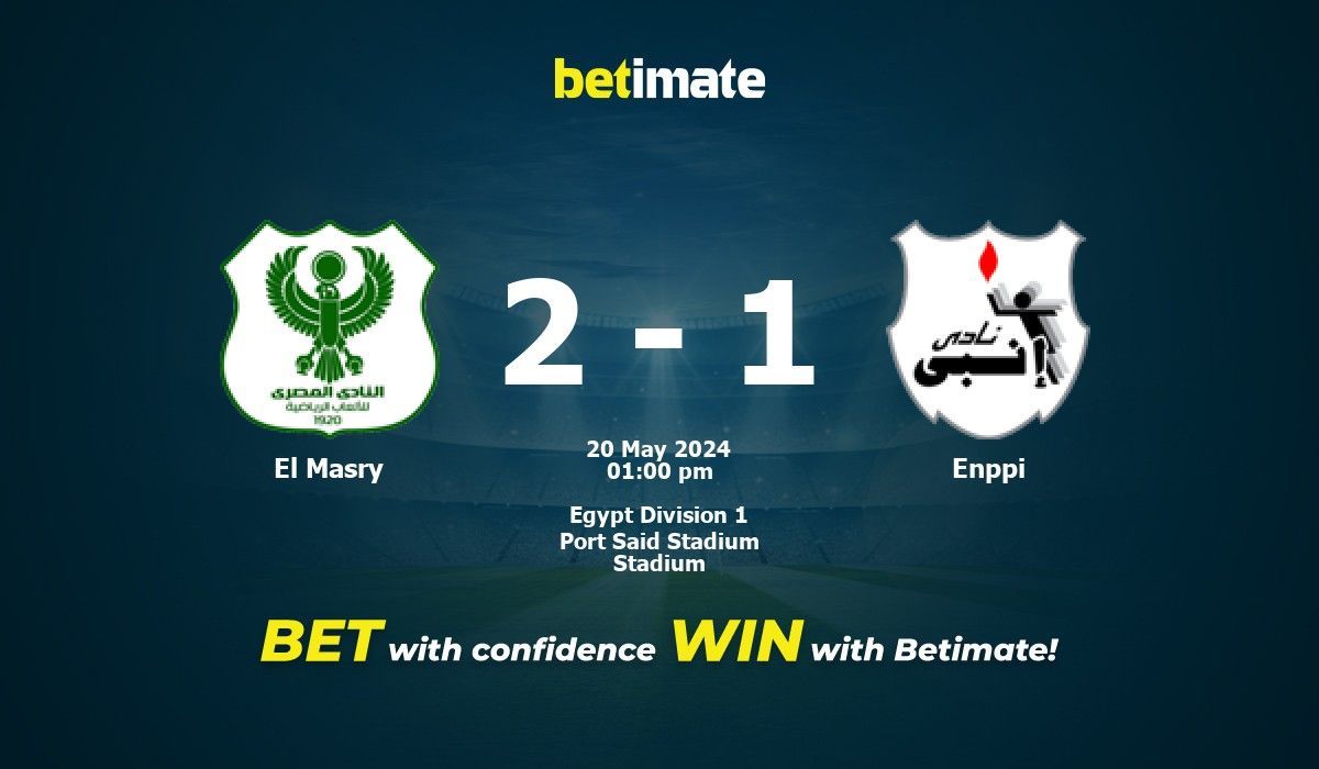 El Masry vs Enppi Prediction, Odds & Betting Tips 05/20/2024