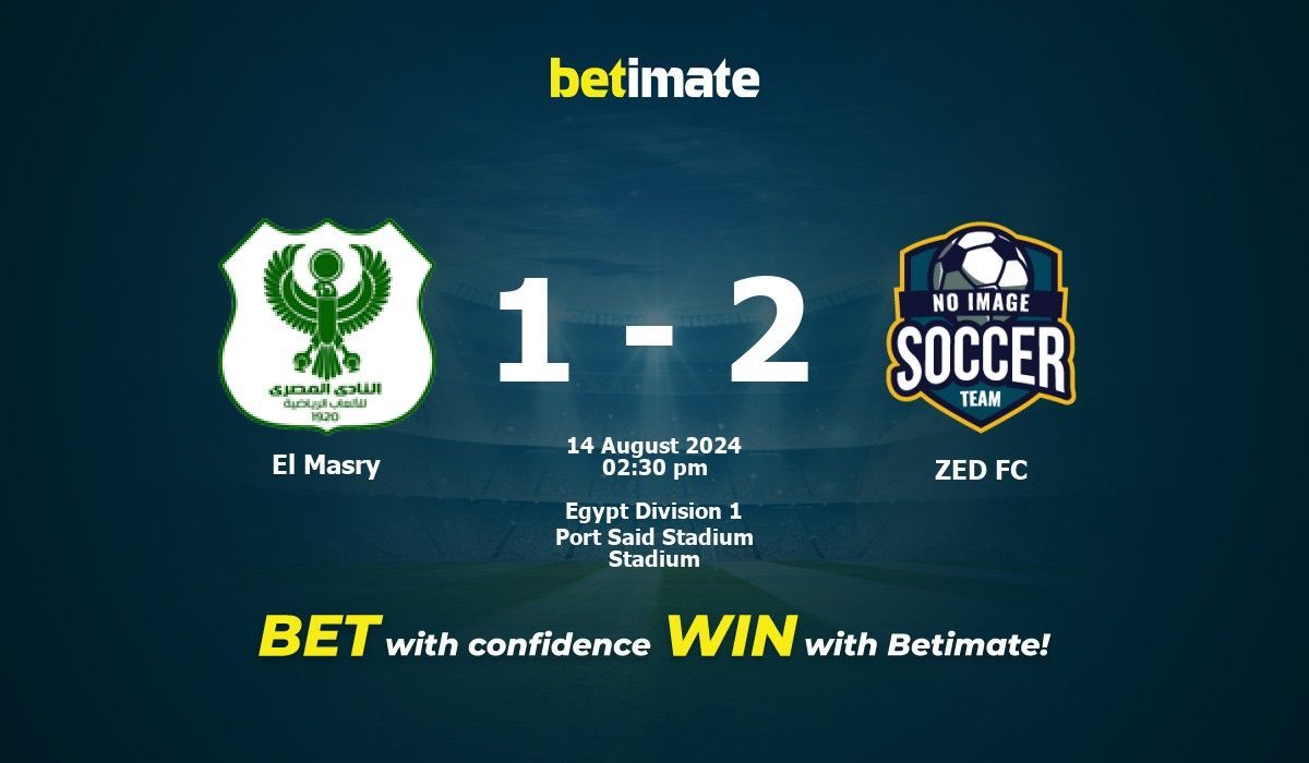 El Masry vs ZED FC Prediction, Odds & Betting Tips 08/14/2024