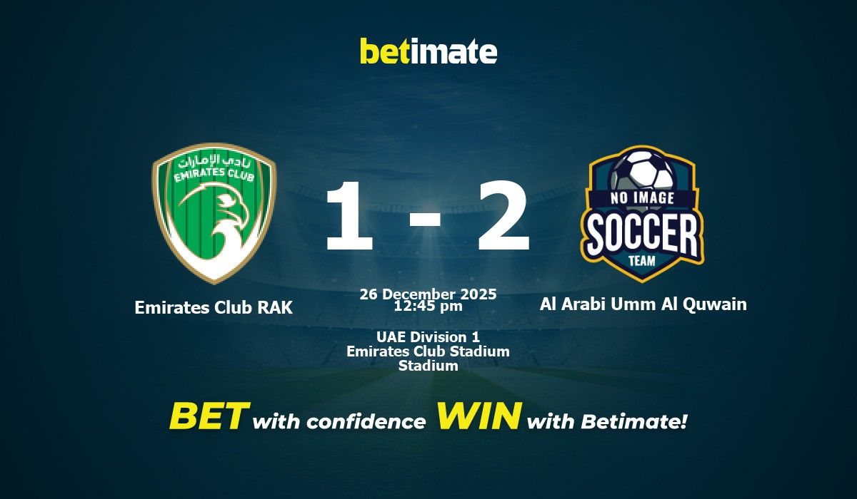 Emirates Club RAK vs Al Arabi Umm Al Quwain Prediction, Odds & Betting ...