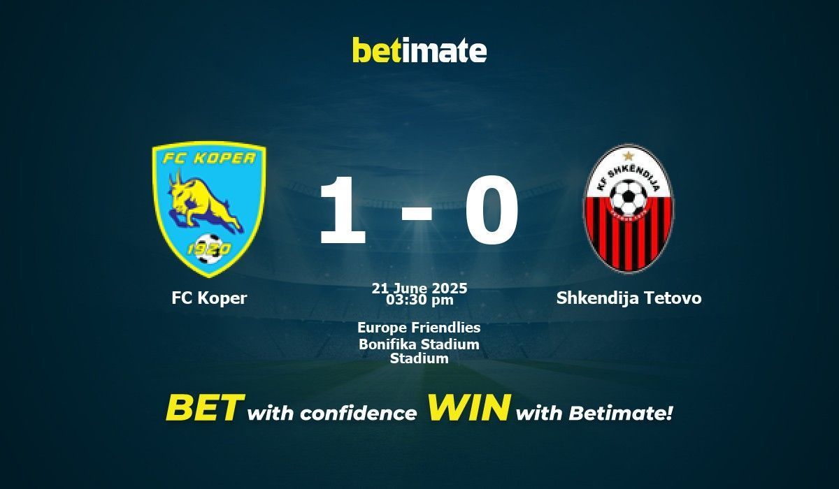 FC Koper vs Shkendija Tetovo Prediction, Odds & Betting Tips 06/21/2025
