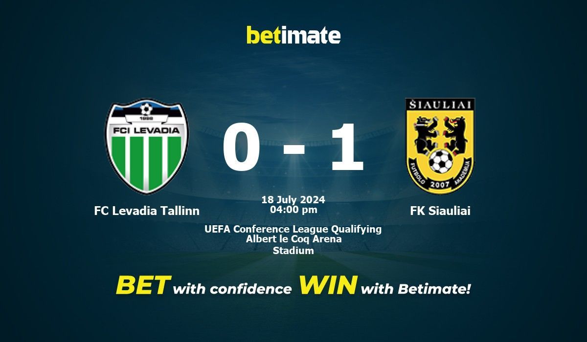 FC Levadia Tallinn vs FK Siauliai Prediction, Odds & Betting Tips 07/18 ...
