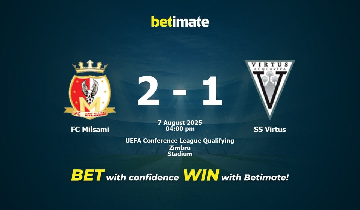 FC Milsami vs SS Virtus Prediction, Odds & Betting Tips 08/07/2025