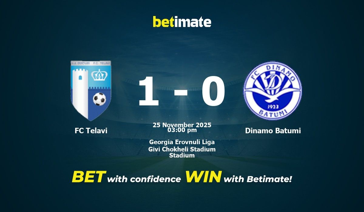 FC Telavi vs Dinamo Batumi Prediction, Odds & Betting Tips 11/25/2025
