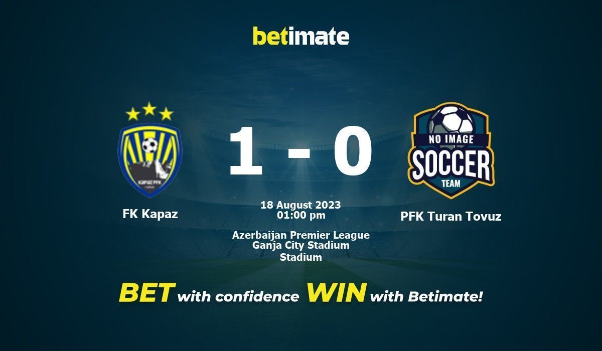 FK Kapaz vs PFK Turan Tovuz Prediction, Odds & Betting Tips 08/18/2023
