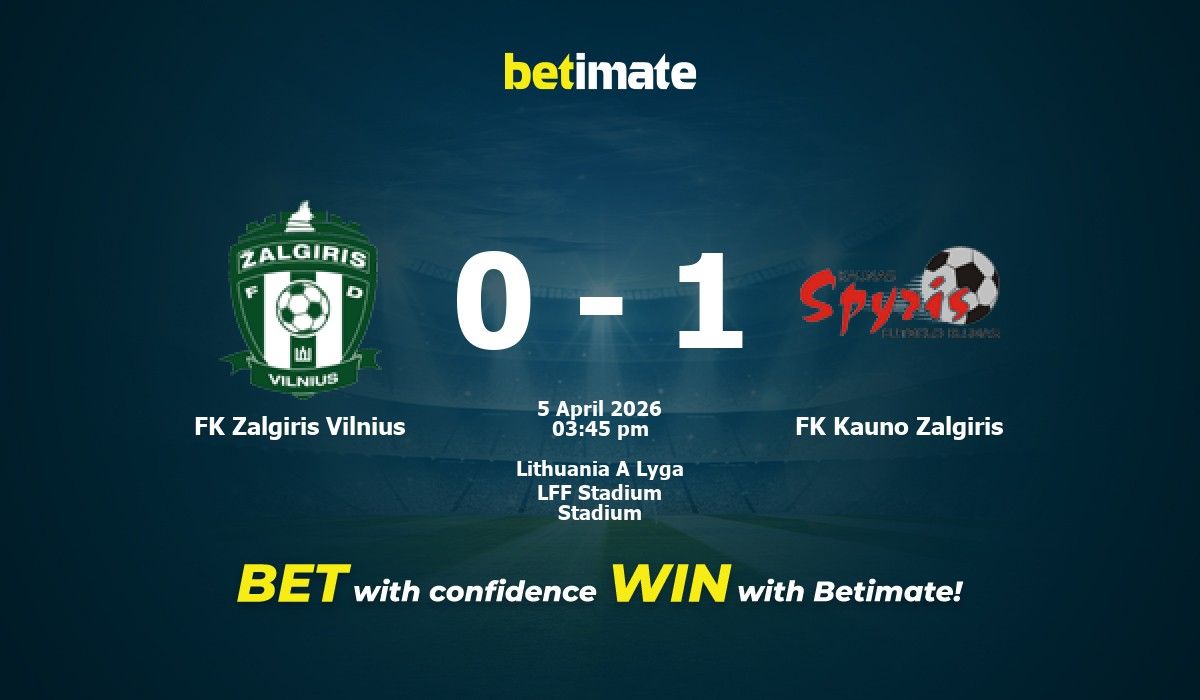 FK Zalgiris Vilnius vs FK Kauno Zalgiris Prediction, Odds & Betting ...