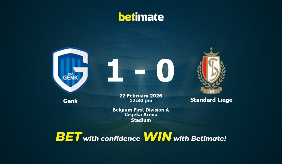 Genk vs Standard Liege Prediction, Odds & Betting Tips 02/22/2026