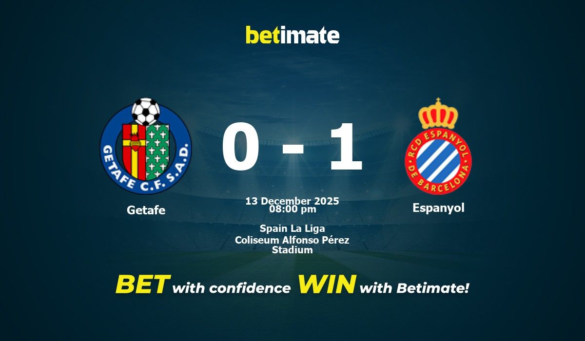 Getafe vs Espanyol Prediction, Odds & Betting Tips 12/13/2025