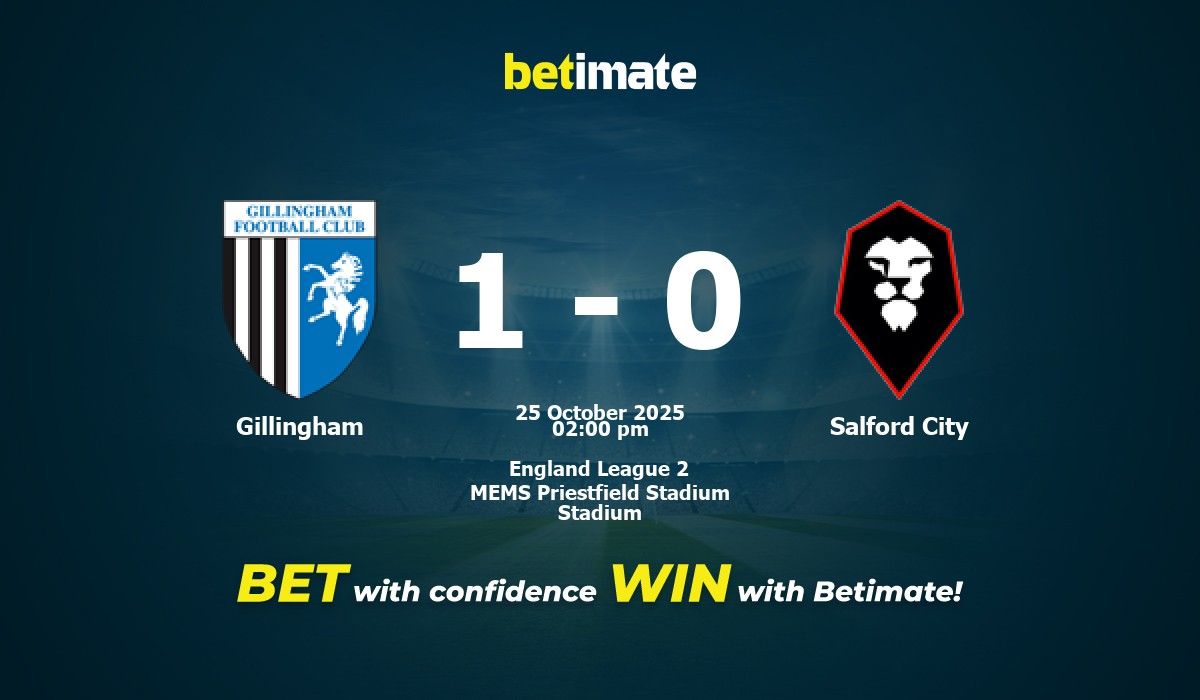 Gillingham vs Salford City Prediction, Odds & Betting Tips 10/25/2025