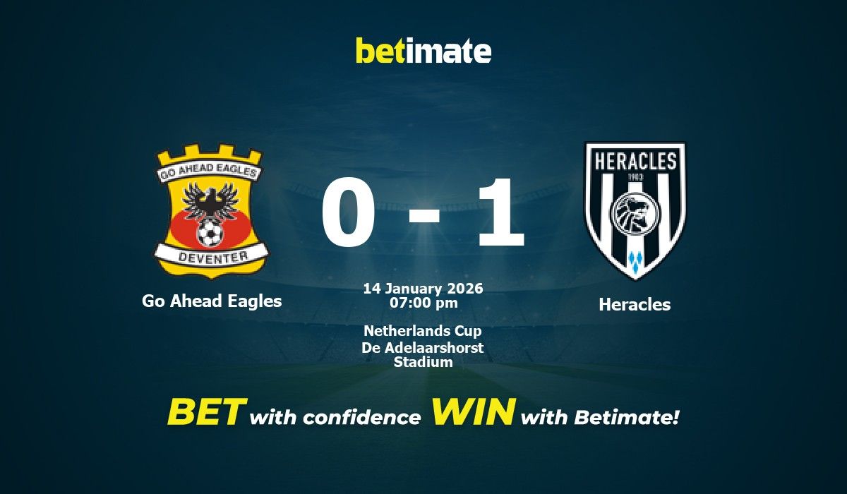 Go Ahead Eagles vs Heracles Prediction, Odds & Betting Tips 01/14/2026