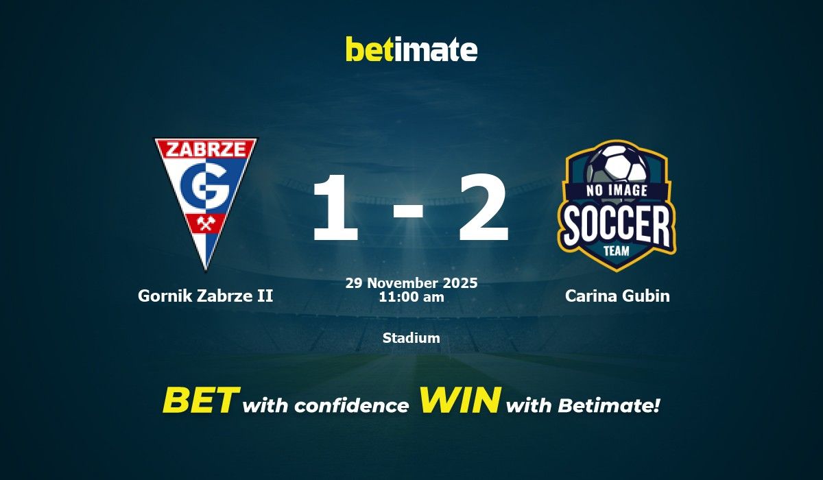 Gornik Zabrze II vs Carina Gubin Prediction, Odds & Betting Tips 11/29/2025