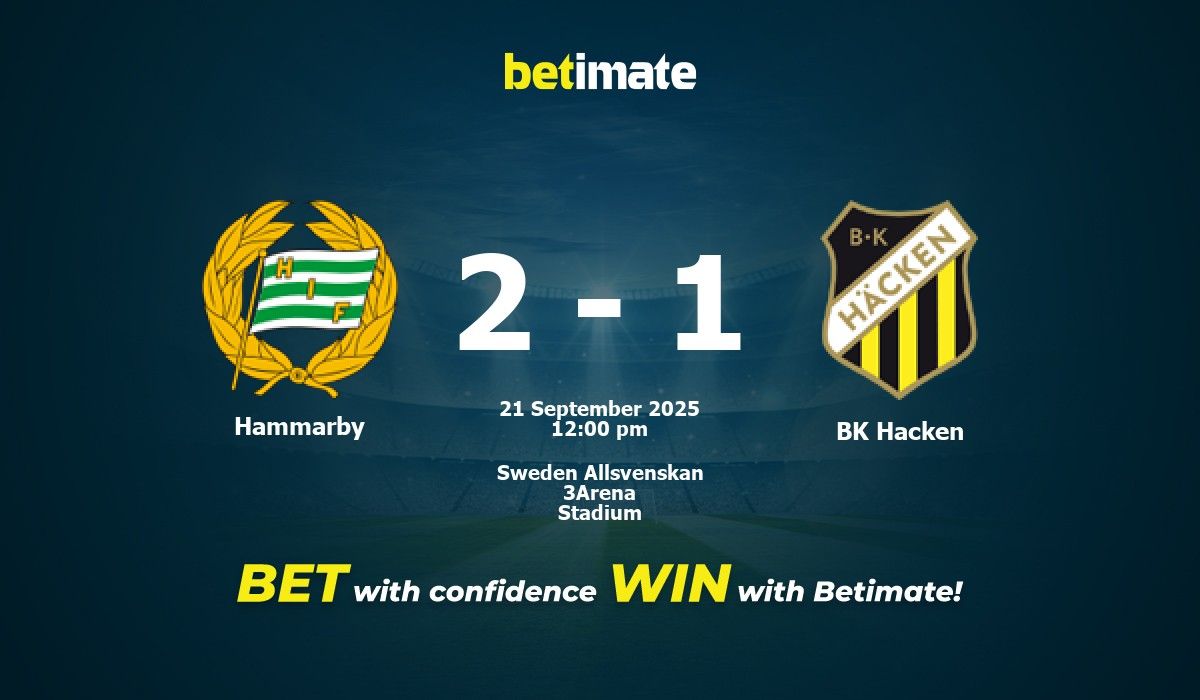 Hammarby vs BK Hacken Prediction, Odds & Betting Tips 09/21/2025