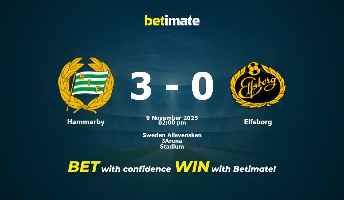 Hammarby vs Elfsborg Prediction, Odds & Betting Tips 11/09/2025