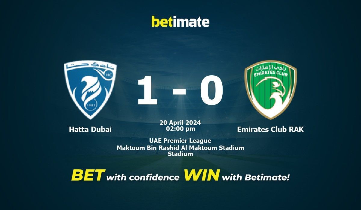 Hatta Dubai vs Emirates Club RAK Prediction, Odds & Betting Tips 04/20/2024