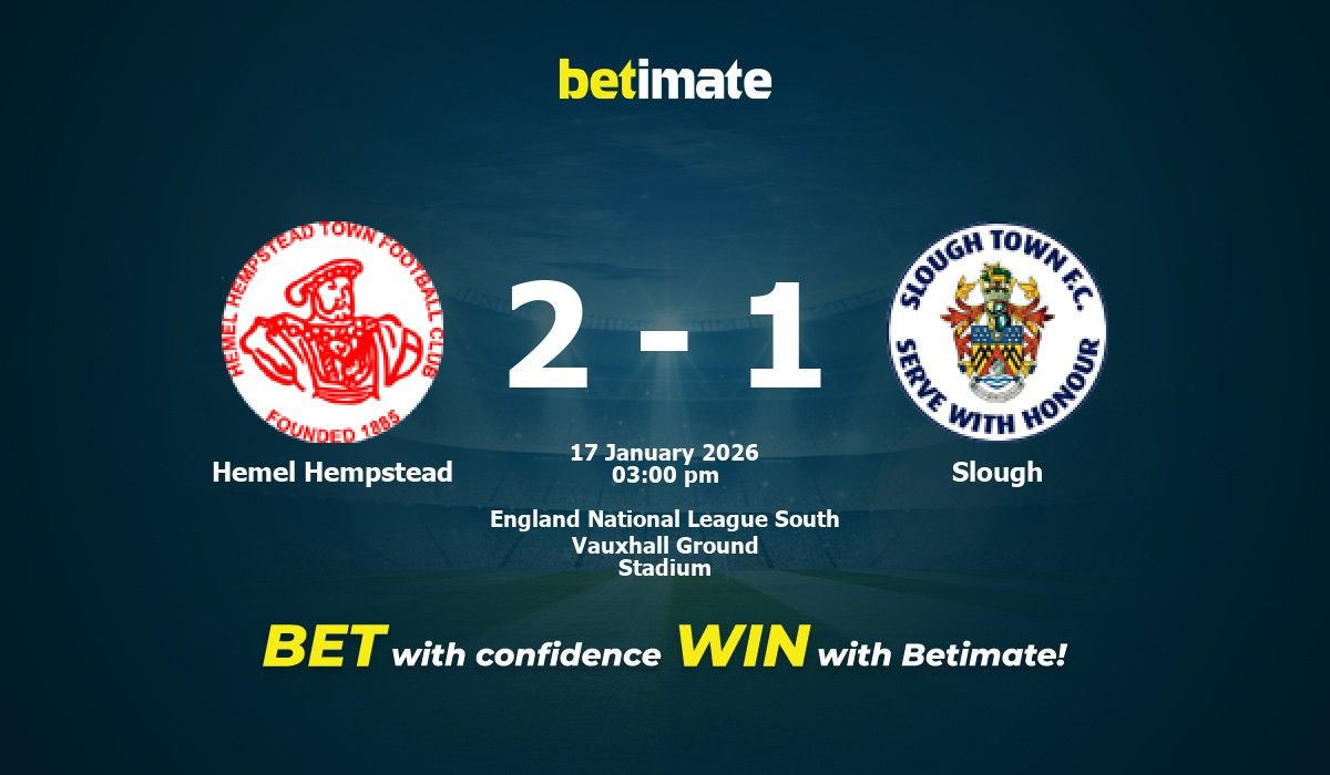 Hemel Hempstead vs Slough Prediction, Odds & Betting Tips 01/17/2026