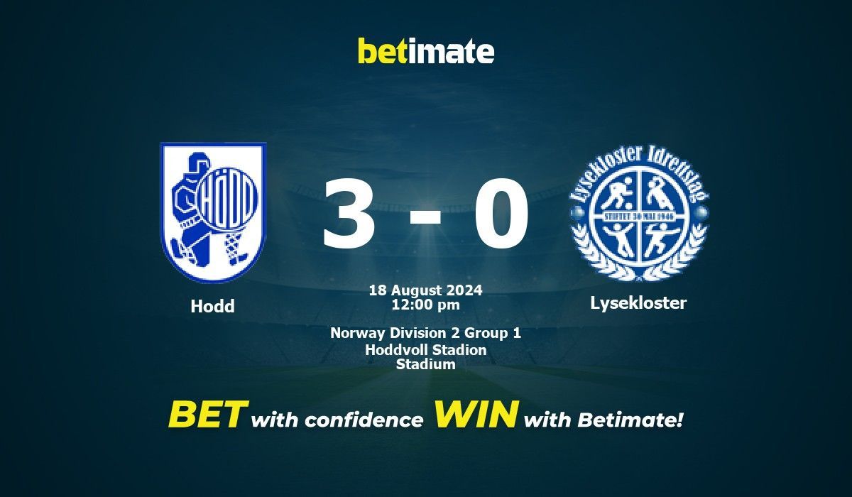Hodd vs Lysekloster Prediction, Odds & Betting Tips 08/18/2024