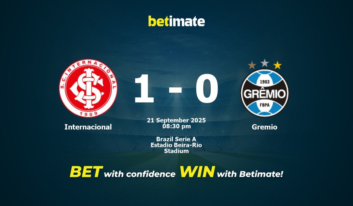 Internacional vs Gremio Prediction, Odds & Betting Tips 09/21/2025