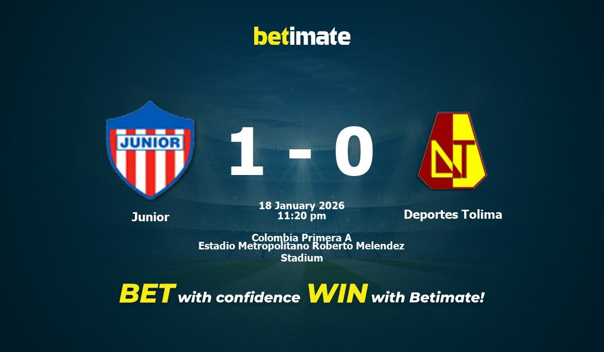 Junior vs Deportes Tolima Prediction, Odds & Betting Tips 01/18/2026