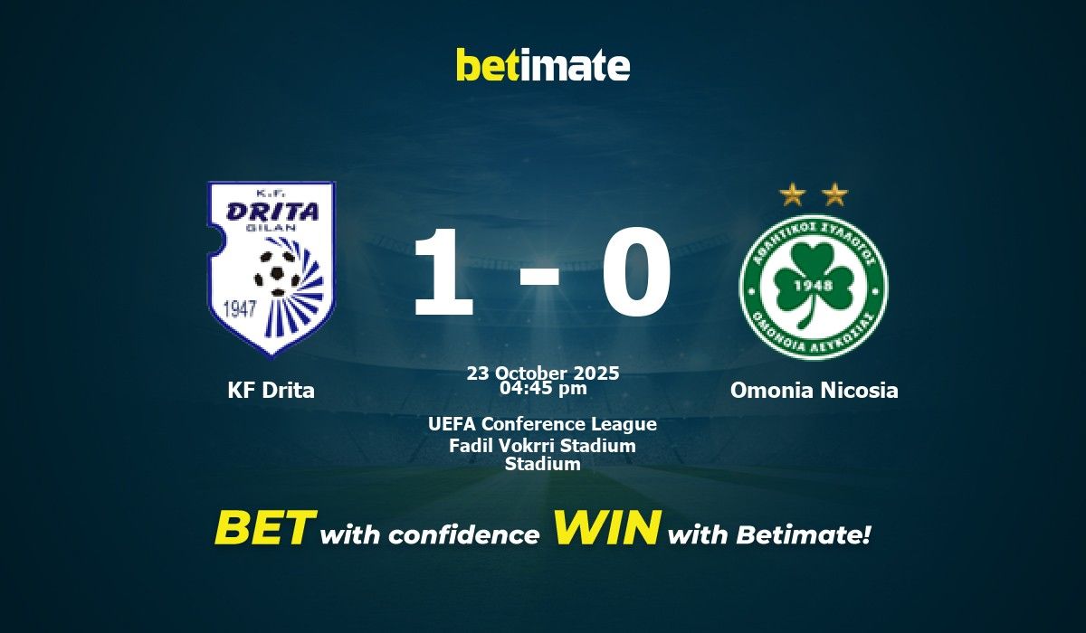 KF Drita vs Omonia Nicosia Prediction, Odds & Betting Tips 10/23/2025