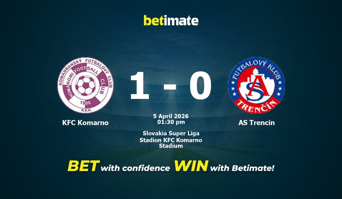 KFC Komarno vs AS Trencin Prediction, Odds & Betting Tips 04/05/2026